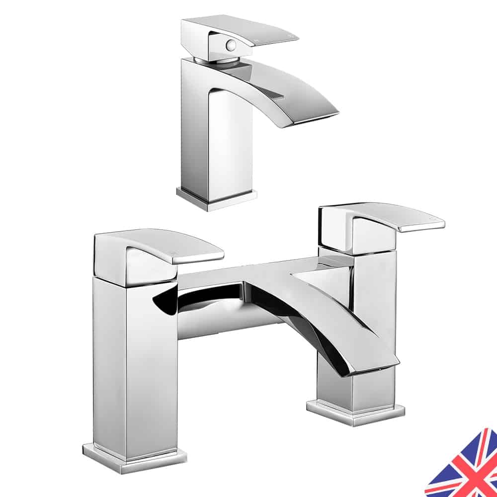 Square Waterfall Chrome Bath Filler Mixer & Basin Sink Mono Tap – FNX ...
